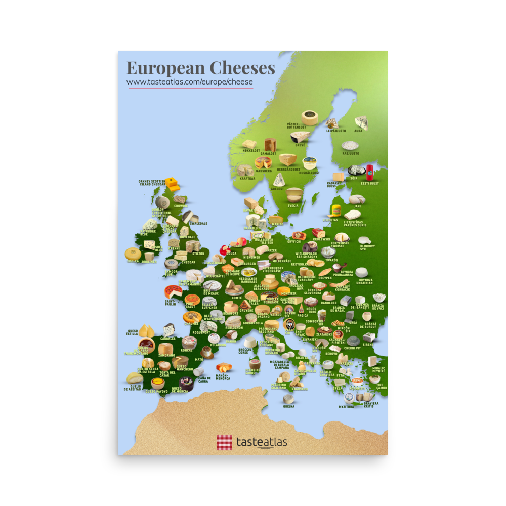 European Cheese Map Poster (in) – TasteAtlas